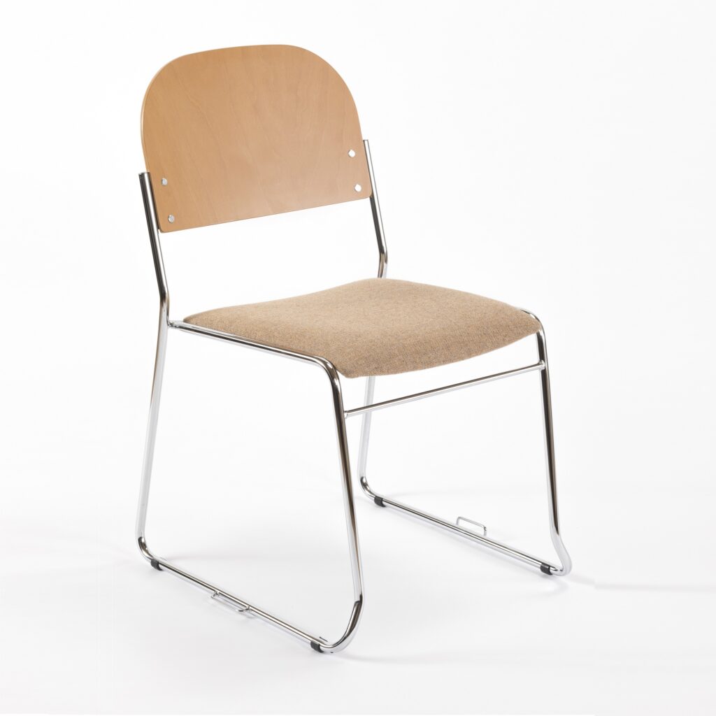 High Stacking Lightweight Upholstered Chair with Wooden Back | Alpha ...