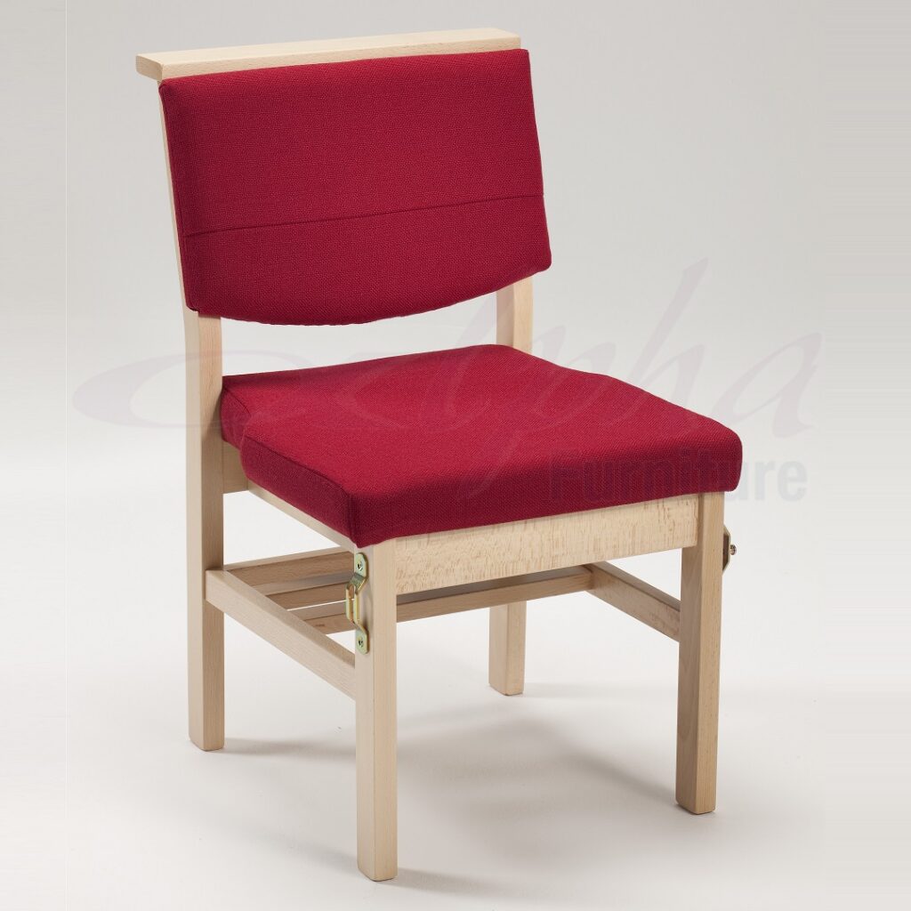 Stacking Wooden Chapel and Church Upholstered Bench Chair | Alpha Furniture